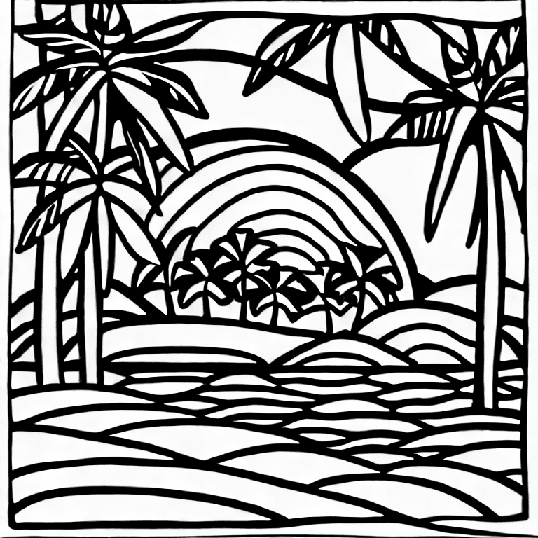 "a tropical island" coloring page | COLOR anything