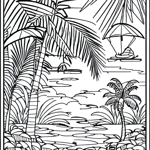 "a tropical island" coloring page | COLOR anything