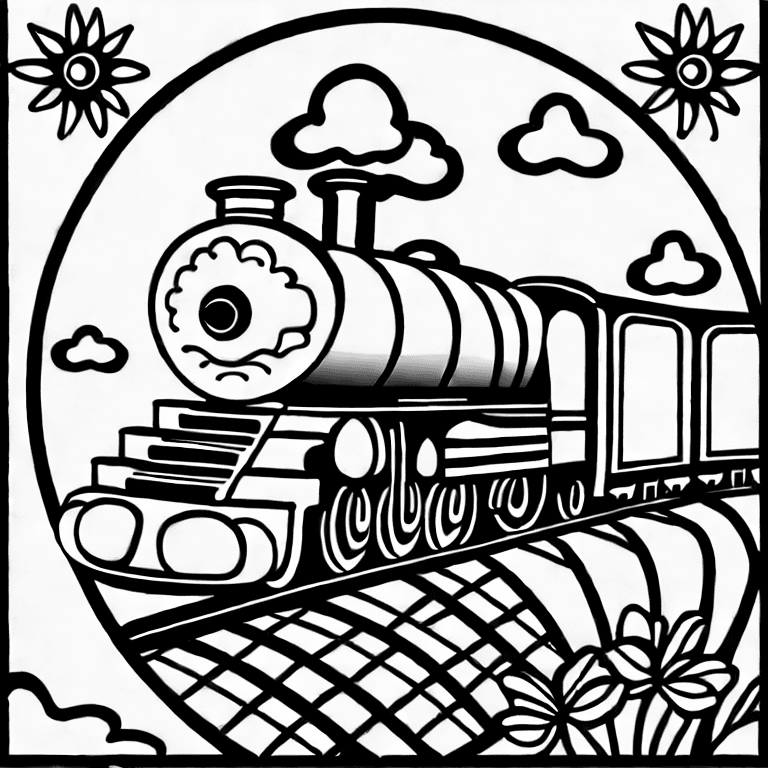 "cartoon train" coloring page | COLOR anything